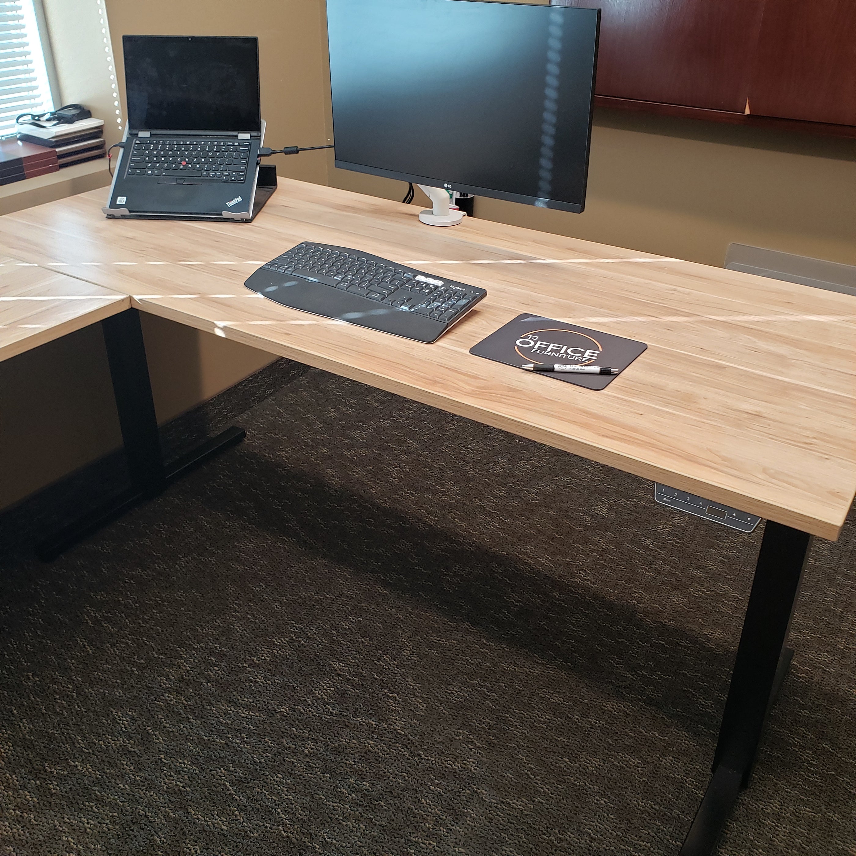 U Shape Desk with L Shape Sit Stand Desk | Used office furniture — TJ ...